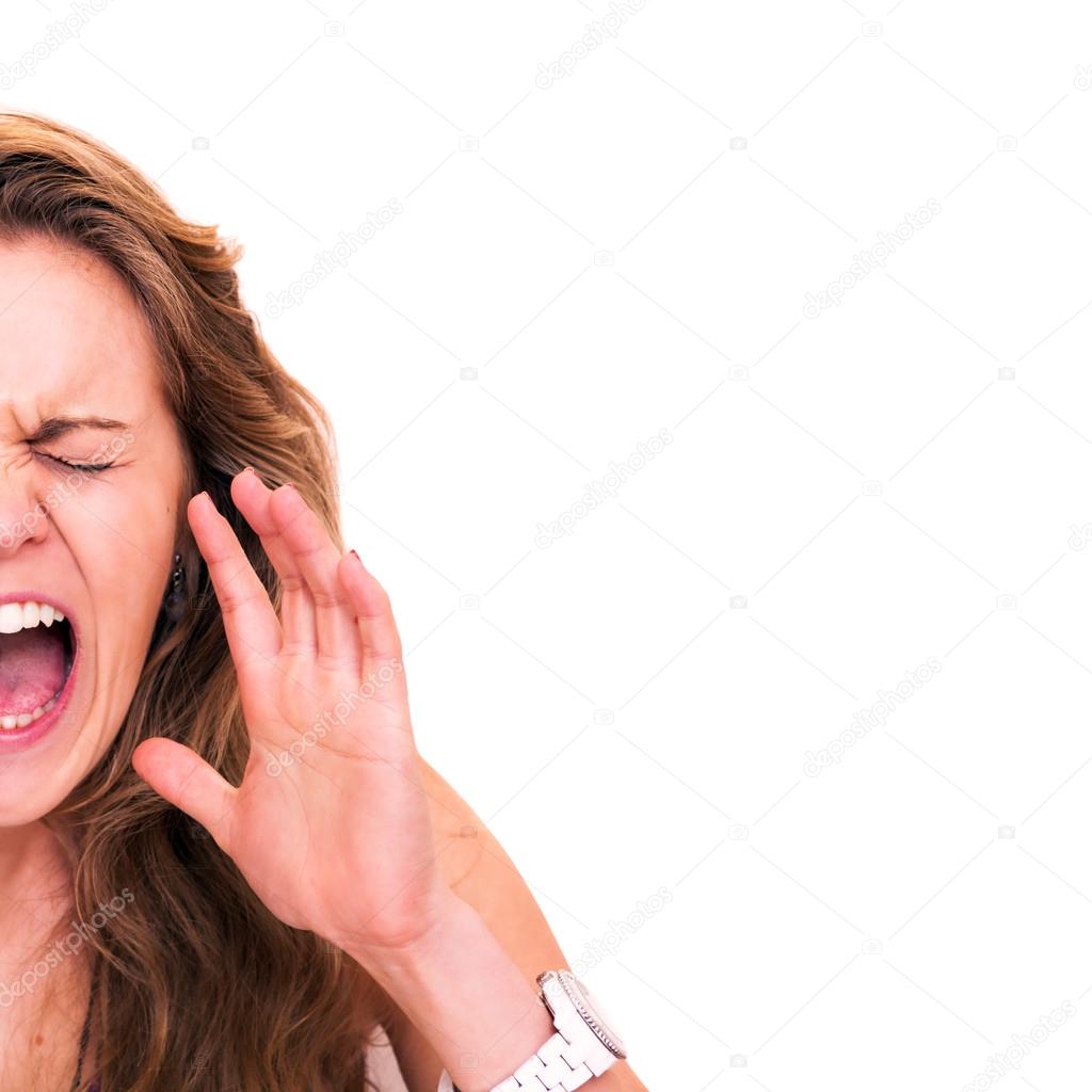 Half face portrait of a woman screaming ⬇ Stock Photo, Image by ...