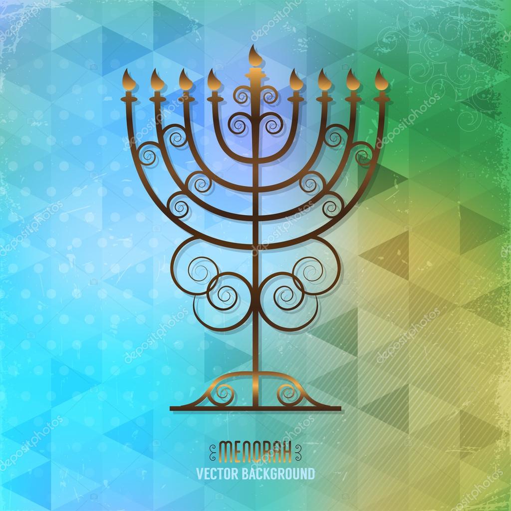Vintage menorah over geometrical background. Stock Vector Image by ...