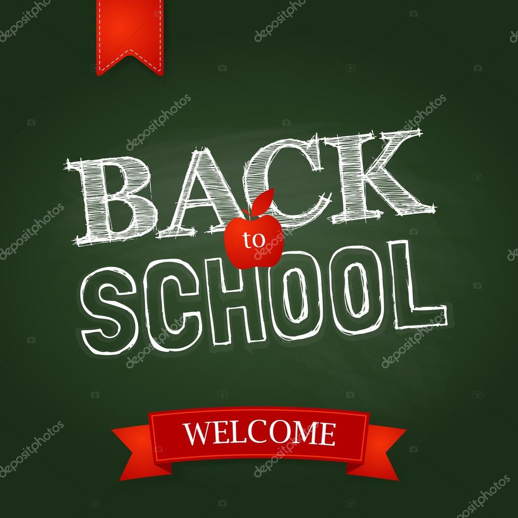 Back to school poster with text on chalkboard. Stock Vector Image by ...