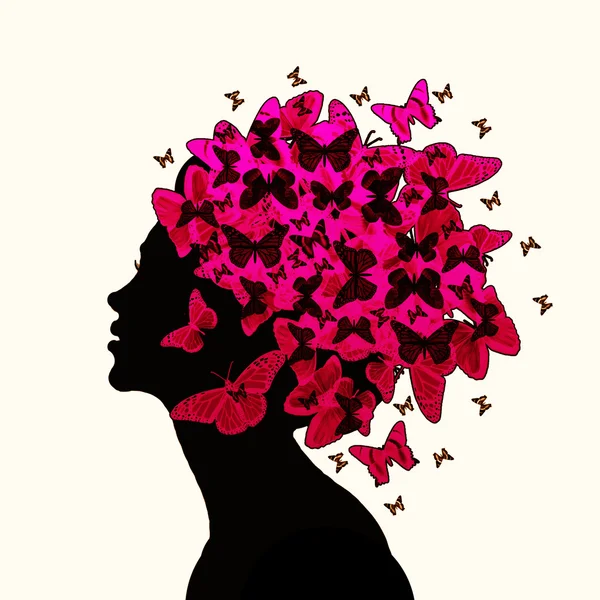 Girl blowing on butterflies. Silhouette. — Stock Vector © alexandrmonah ...