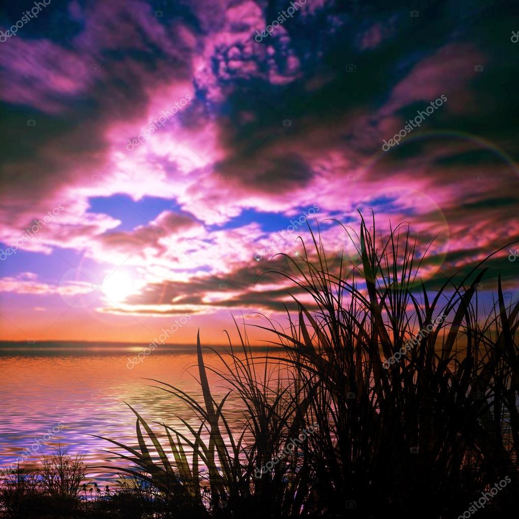 Landscape in violet tones — Stock Photo © jeneva86 #34415705