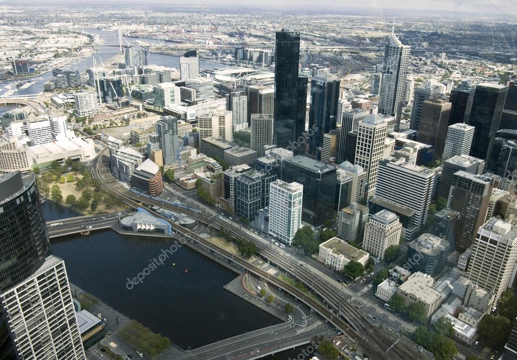 Beautiful cityscape of Melbourne, Australia. Aerial view from sk ...