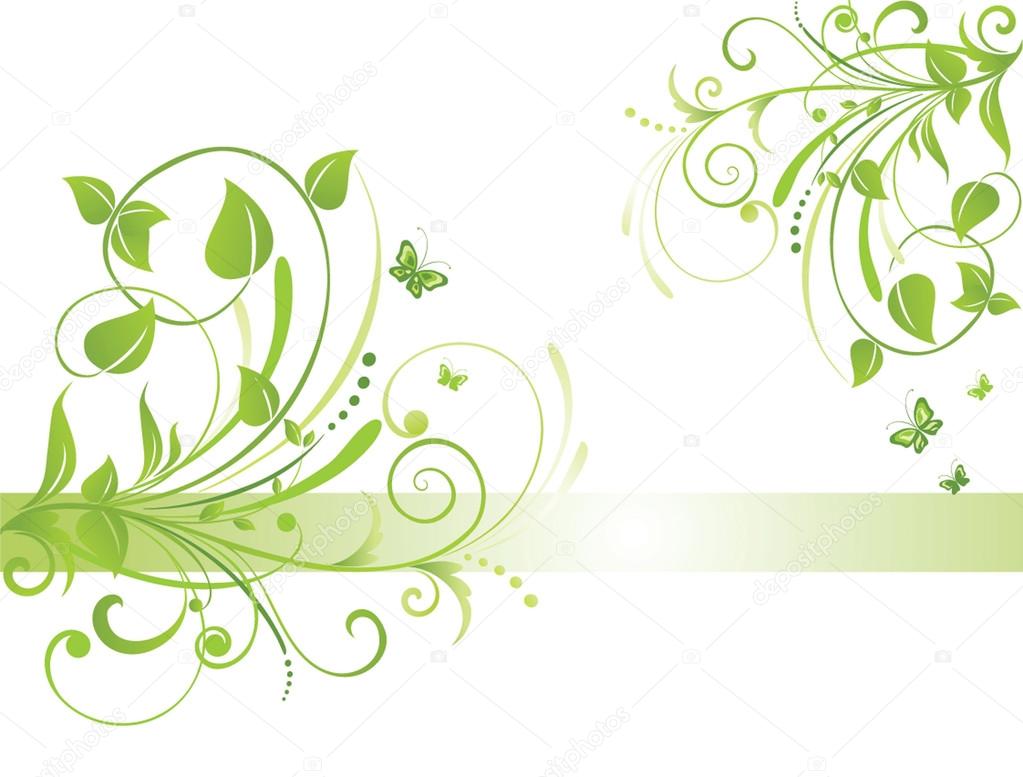Floral green banner Stock Vector by ©antonovaolena 19554061