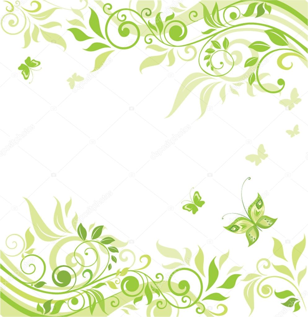 Floral green border Stock Vector Image by ©antonovaolena #19577591