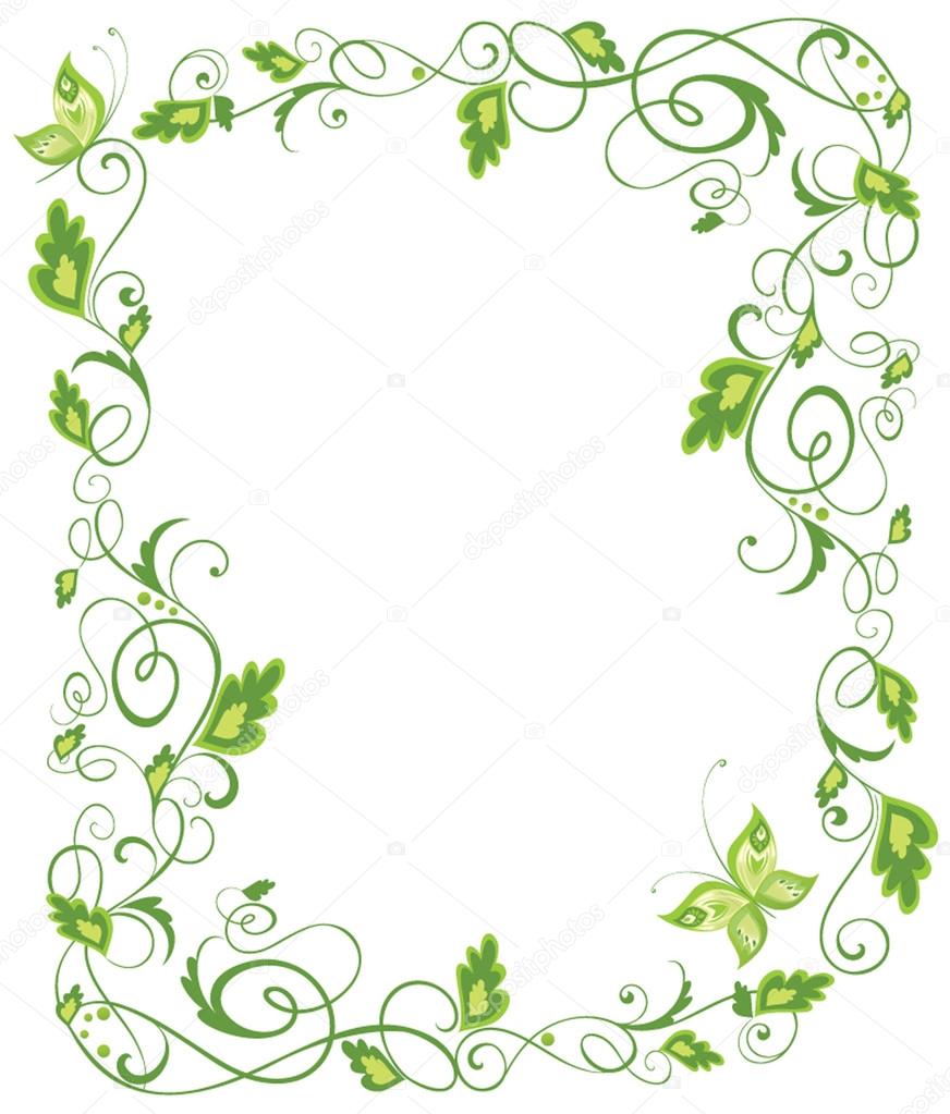 Flower Border Line Green