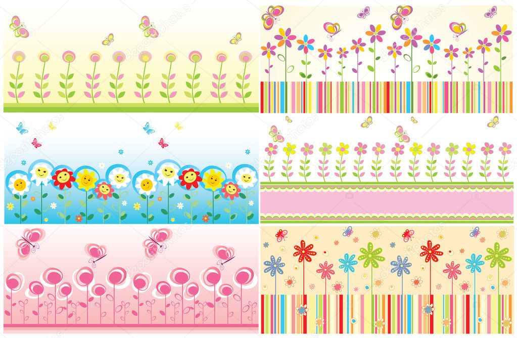 Seamless floral cute borders Stock Vector Image by ©antonovaolena #19861551