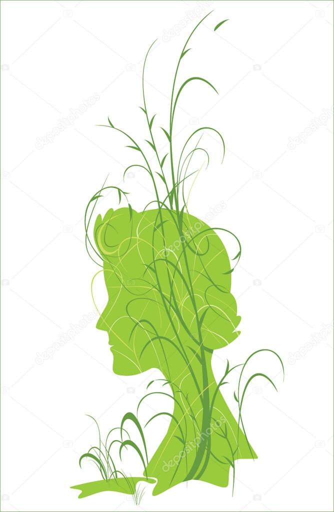 Tree with woman profile Stock Vector by ©antonovaolena 20037559