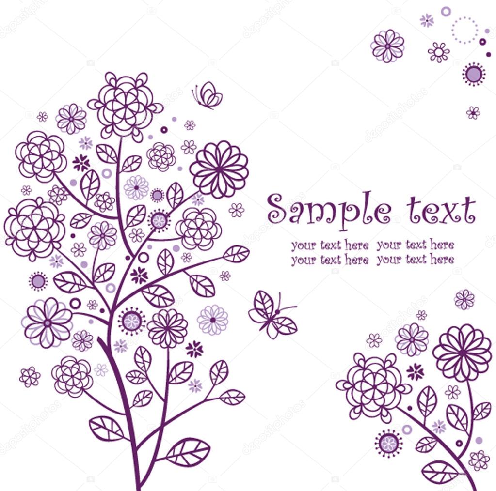 Lacy greeting violet tree Stock Vector by ©antonovaolena 39006747