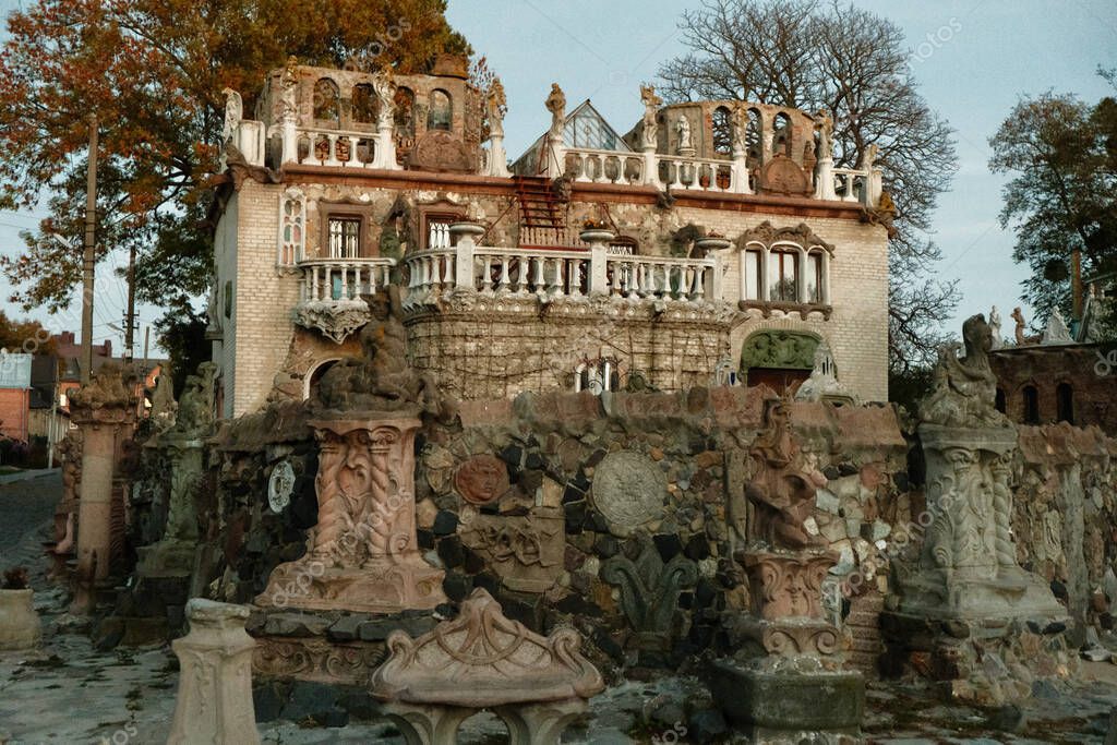 Beautiful house in ancient style. An ordinary residential building is ...