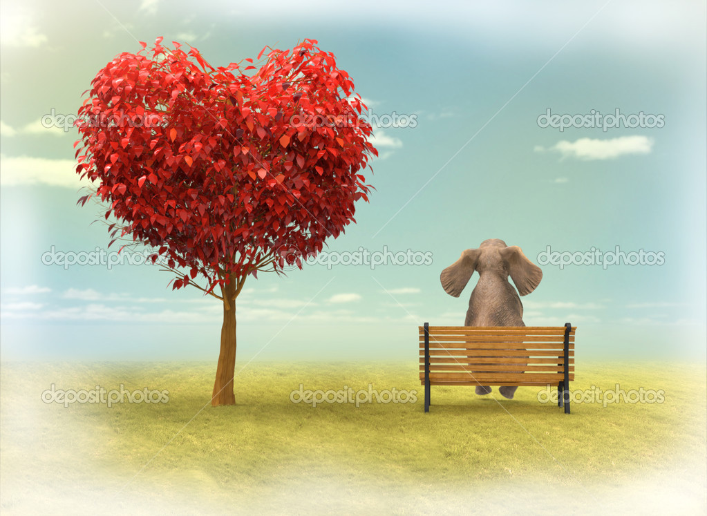 Elephant and Heart Shaped Tree Stock Photo by ©Giovanni_Cancemi 39646959