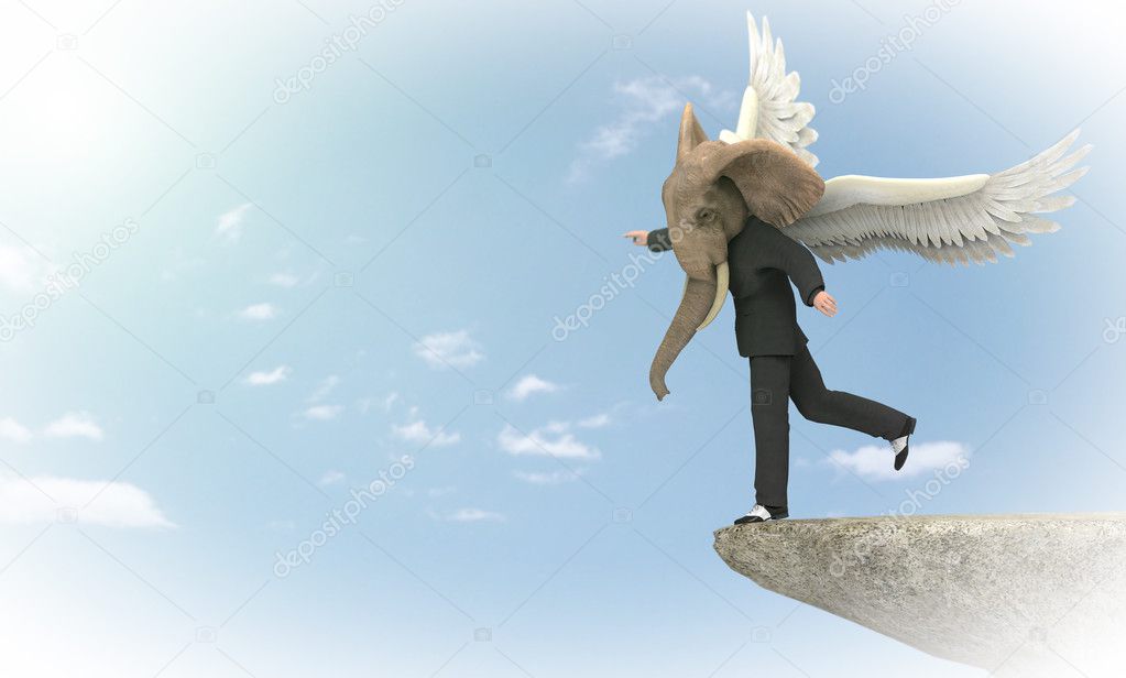 Elephant man head and wings — Stock Photo © Giovanni_Cancemi #48547393