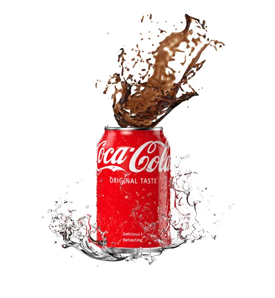 October 2022 Can Caffeine Free Coca Cola Flavor Splashes Water — Stock ...
