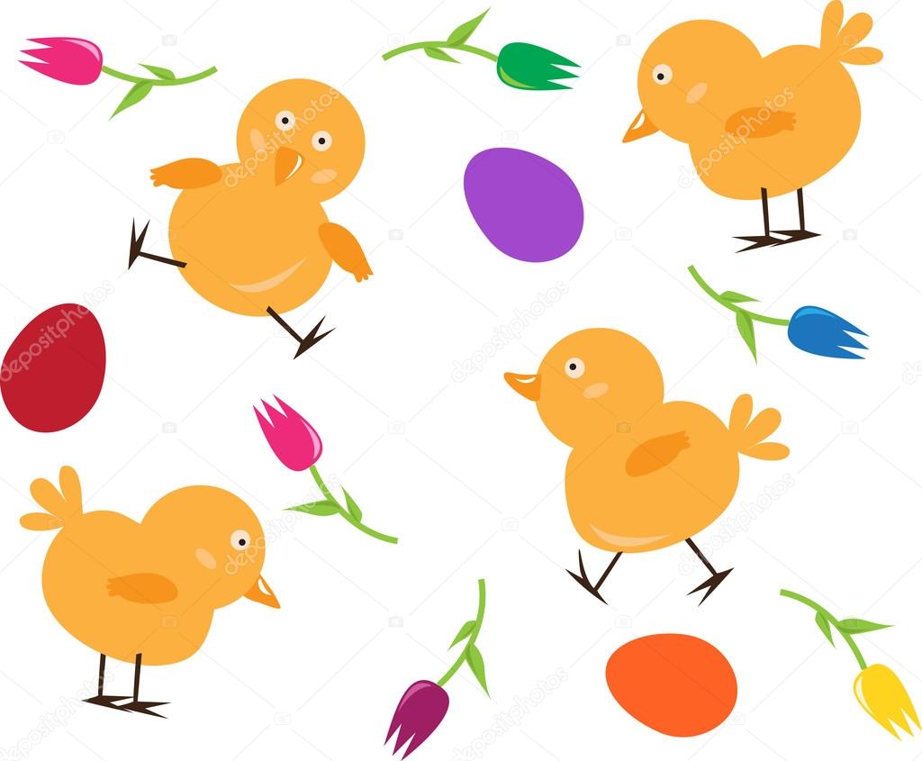 Spring Chicks Pattern Stock Vector by ©bilhagolan #19428599