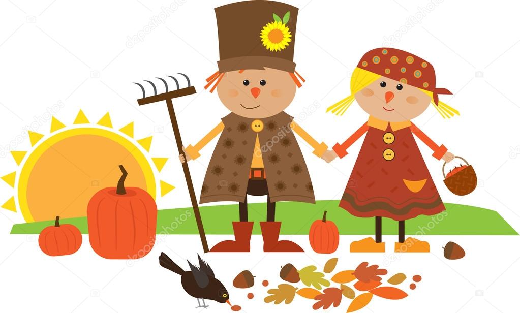 Cute Fall Characters — Stock Vector © bilhagolan #30276099