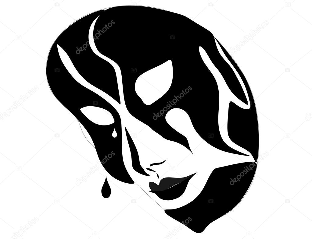 Black and white mask crying Stock Vector Image by ©deeboldrick #20996755
