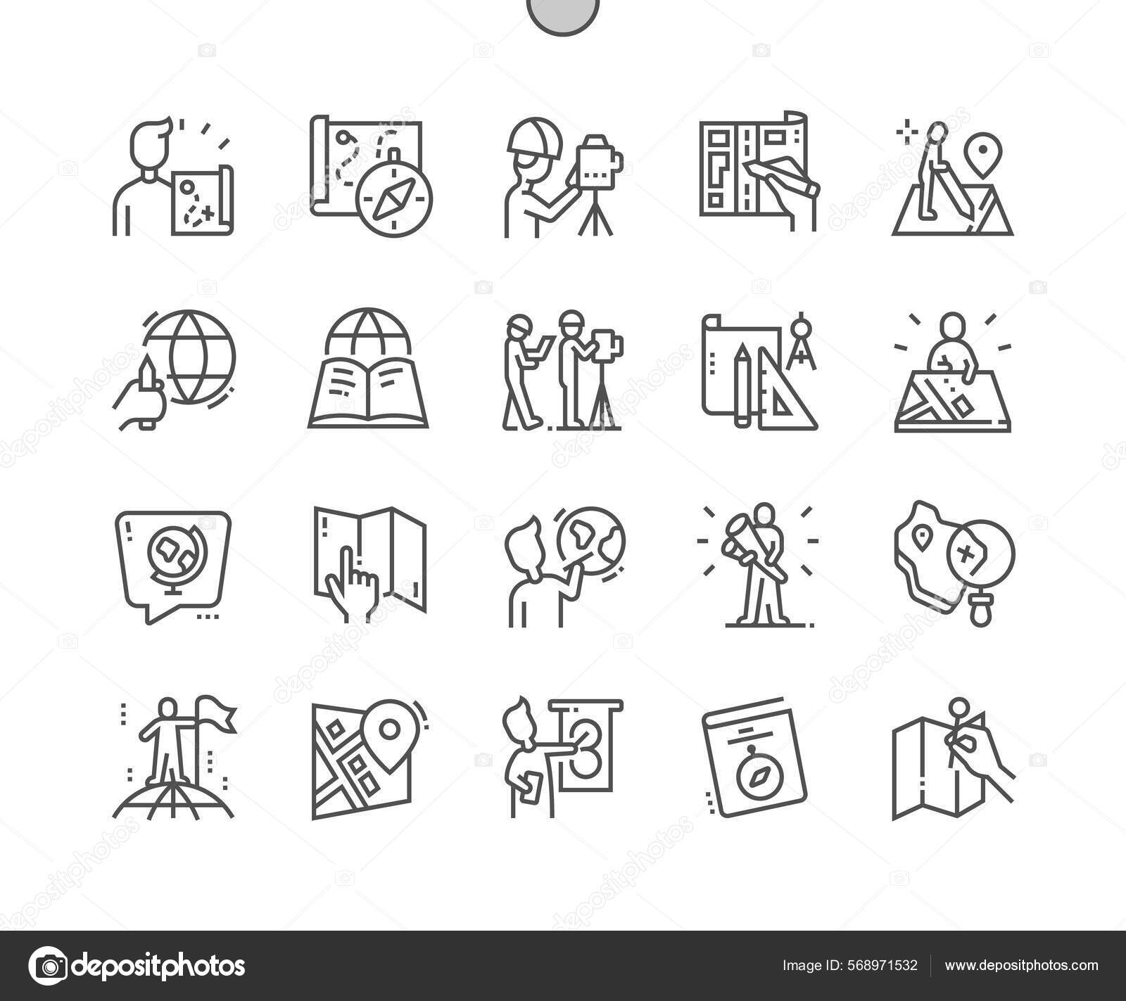 Cartographer. Map and compass. Atlas book. Geography. Pixel Perfect ...