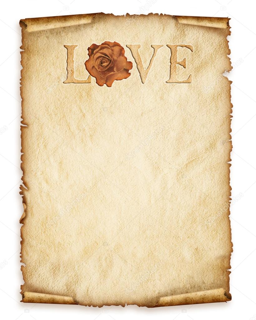 Old curly paper with red rose Stock Photo by ©cranach2 26626531