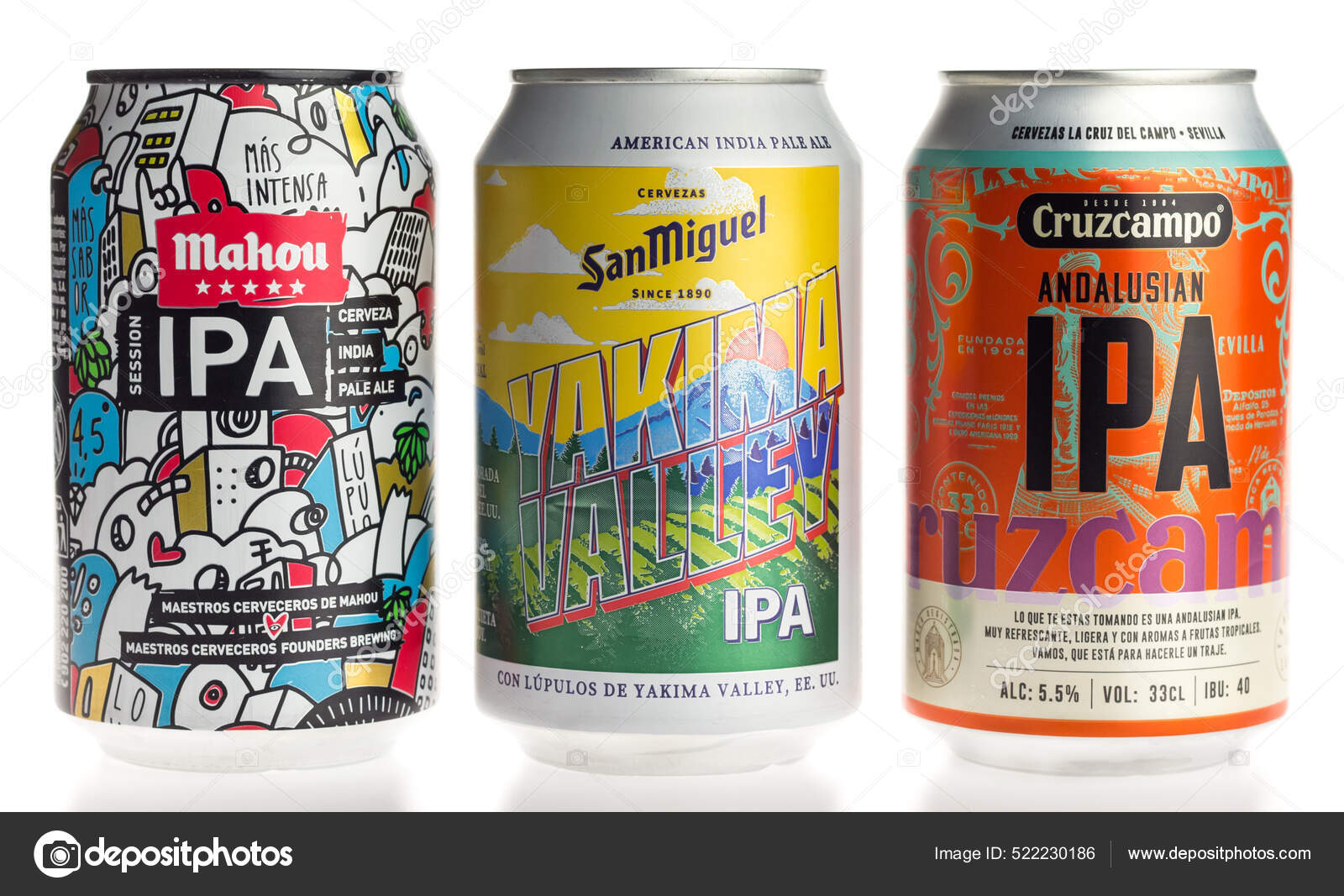 Cans Spanish Mahou San Miguel Cruzcampo Ipa Beers Isolated White ...