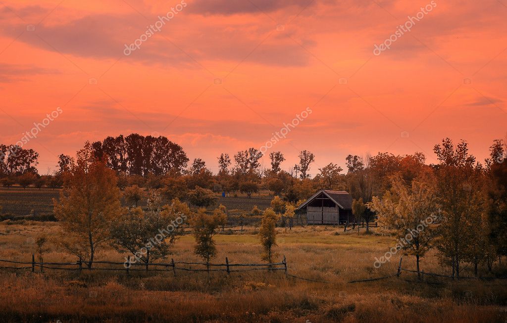 Farm in sunset — Stock Photo © BalazsKovacs #25438281