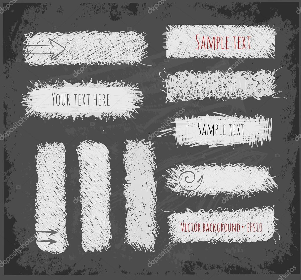Set of hand-drawn doodle chalk banners on blackboard. ⬇ Vector Image by ...