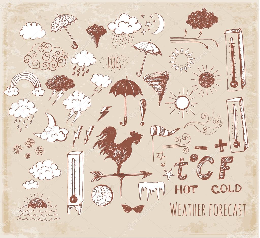 Set of weather symbols sketch Stock Vector Image by ©Elinacious #35663537