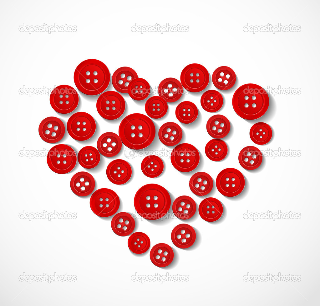 Red heart made from buttons — Stock Vector © Elinacious #36412209