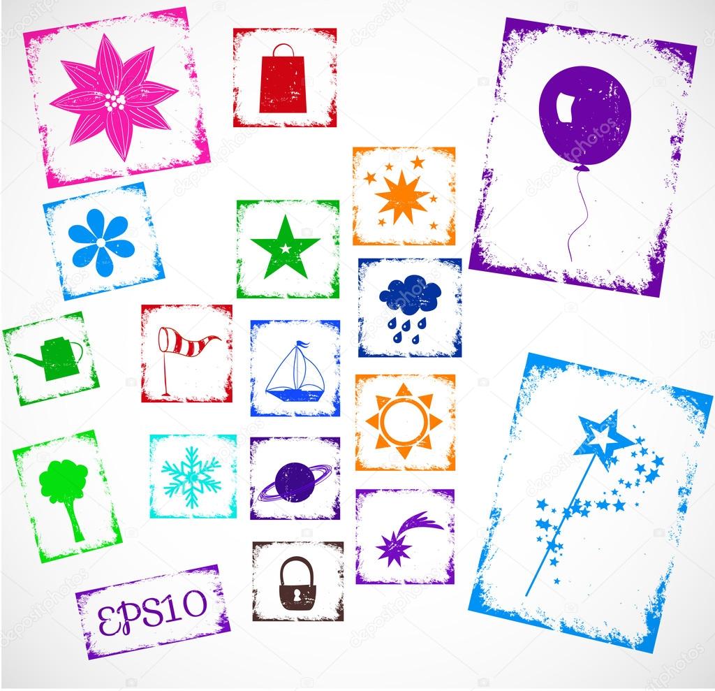 Set of bright grunge rubber stamps for your design. Stock Vector Image ...