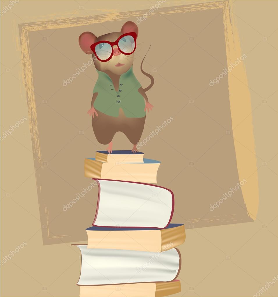 Mouse on a pile of books Stock Vector Image by ©AleksaD #48047607
