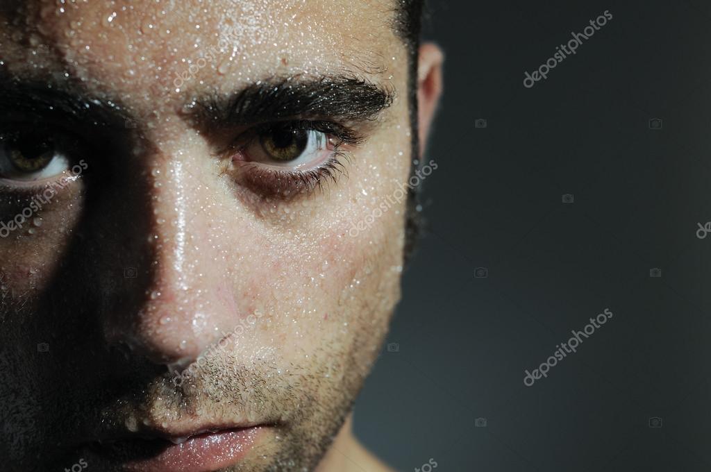 Closed portrait of a man with water drops Stock Photo by ©javiindy 19320111