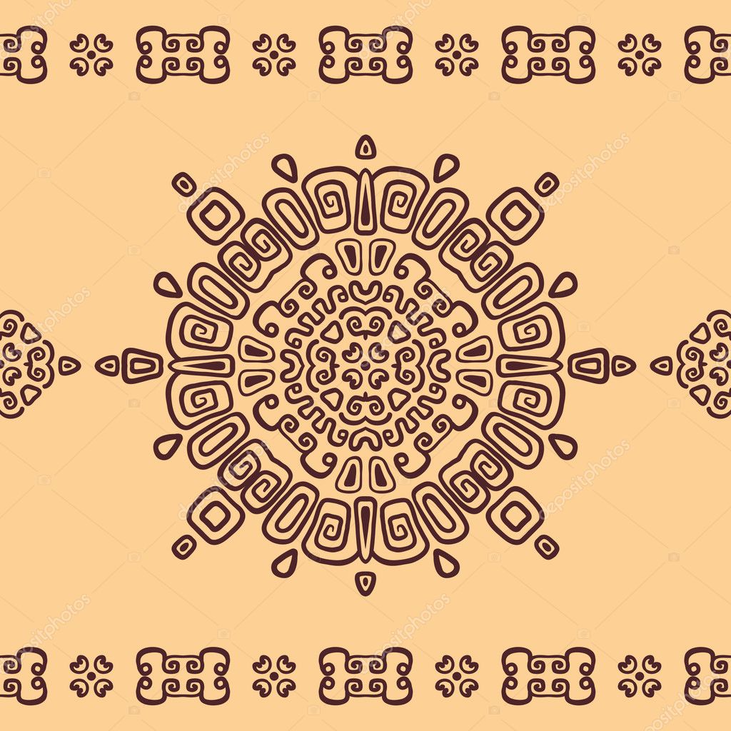 Seamless ethnic pattern of circular. — Stock Vector © Baksiabat #23346936