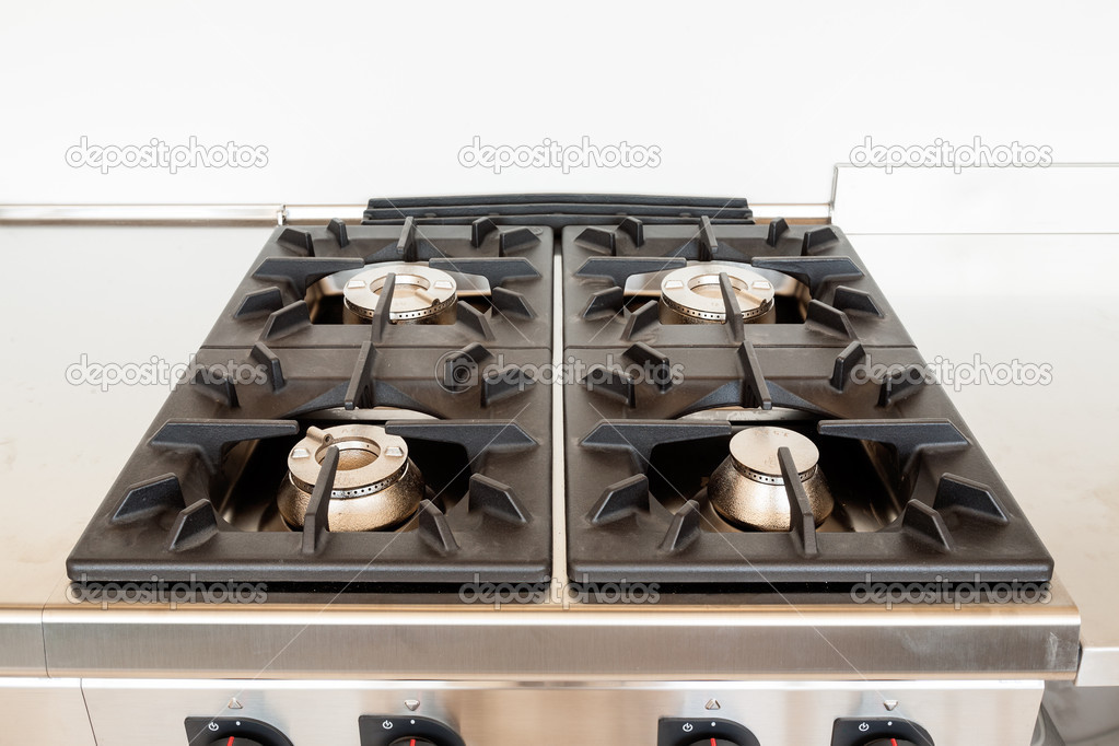 Professional kitchen, cooker gas — Stock Photo © Zveiger #43036917