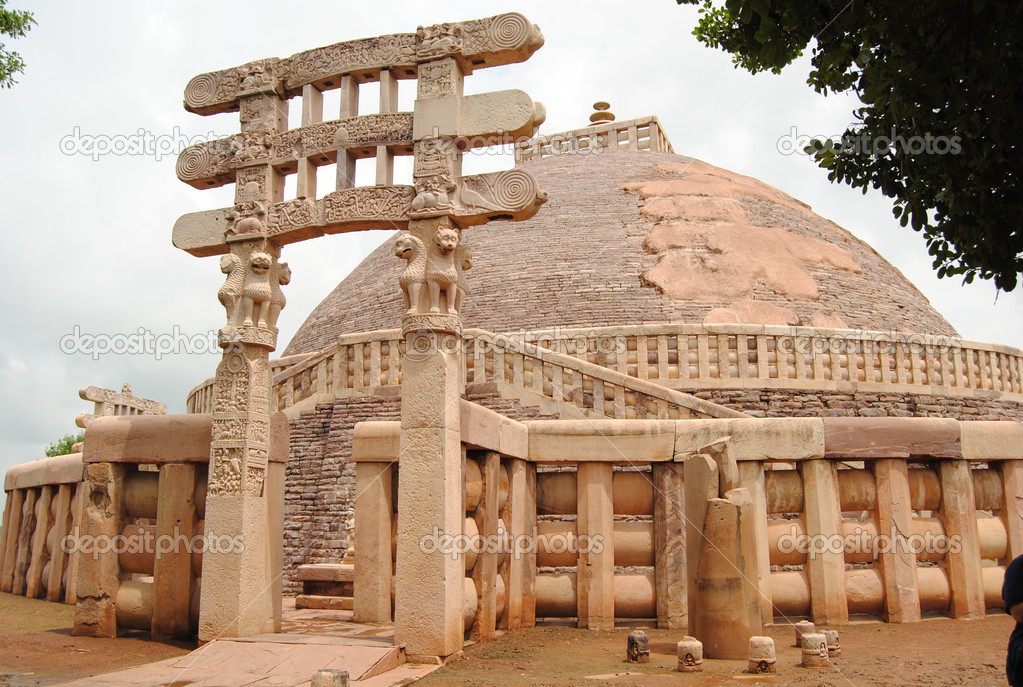 La gran stupa de sanchi, madhya pradesh, india — Foto de stock ...