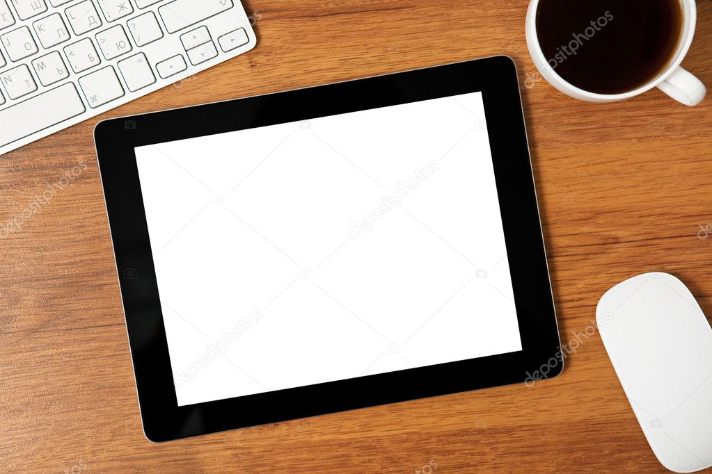 Tablet on the table of a businessman — Stock Photo © prykhodov #19914277