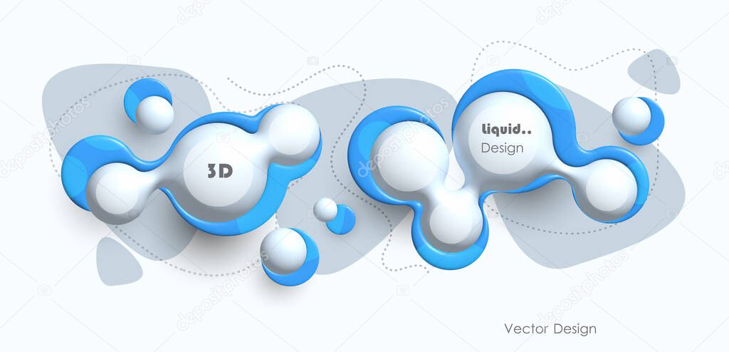 Illustration abstract liquid-fluid shape, gradient color background. 3d ...