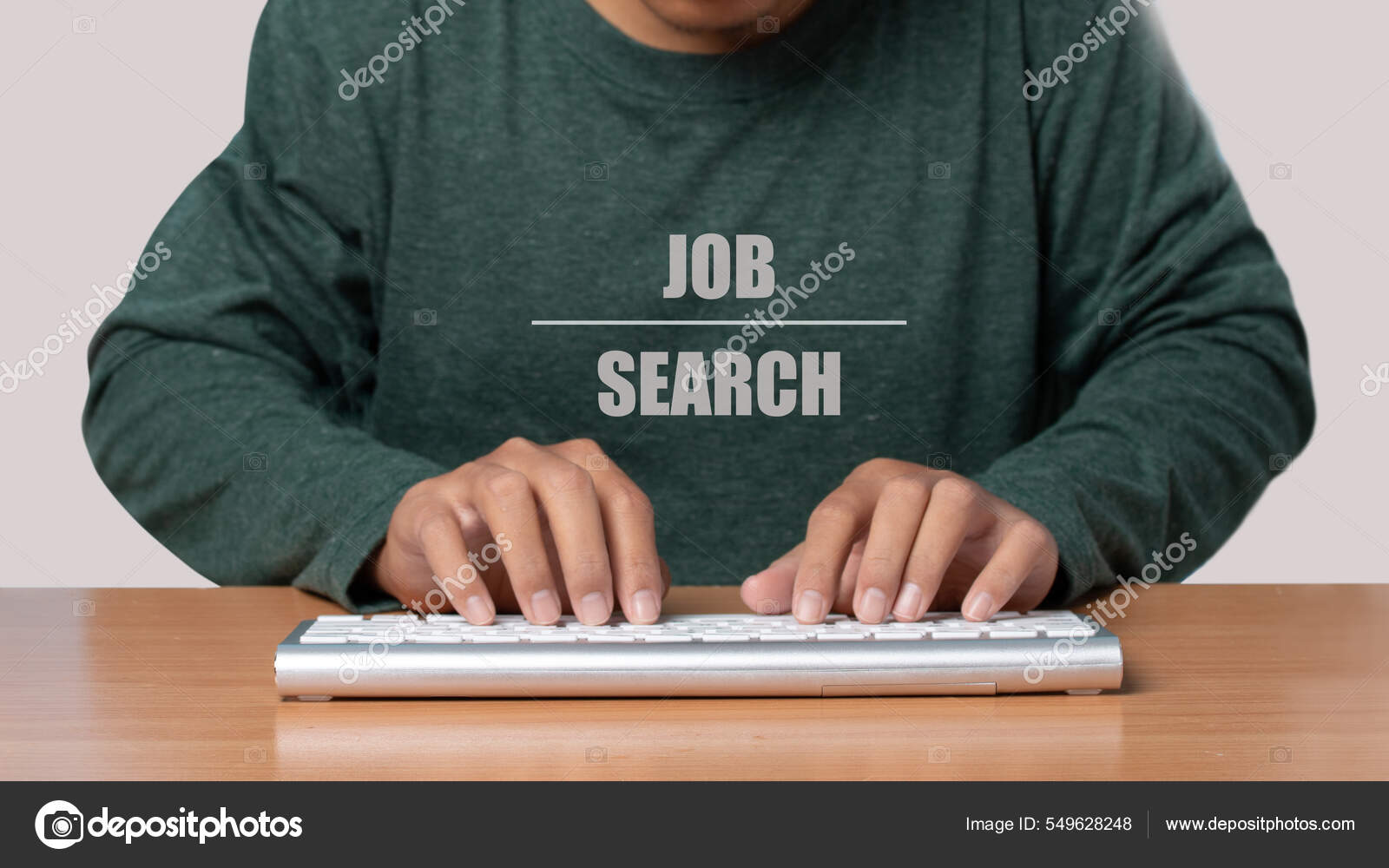 Young Man Using Online Computer Keyboard Job Search Job Search — Stock ...