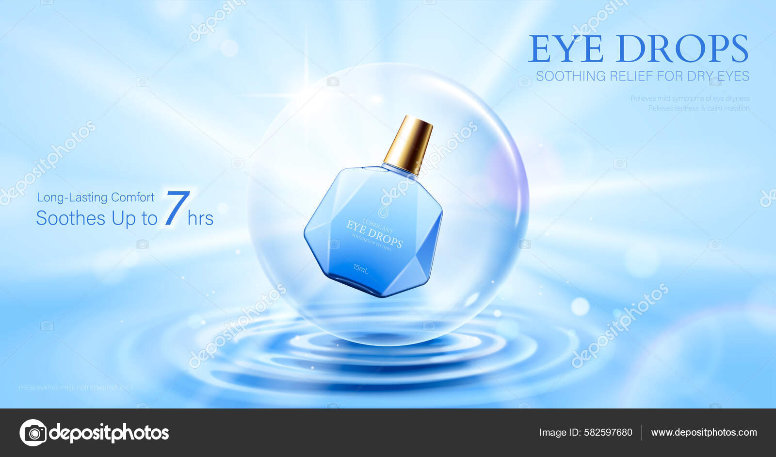 Eye Drop Banner Illustration Eye Drop Bottle Circled Bubble Floating ...