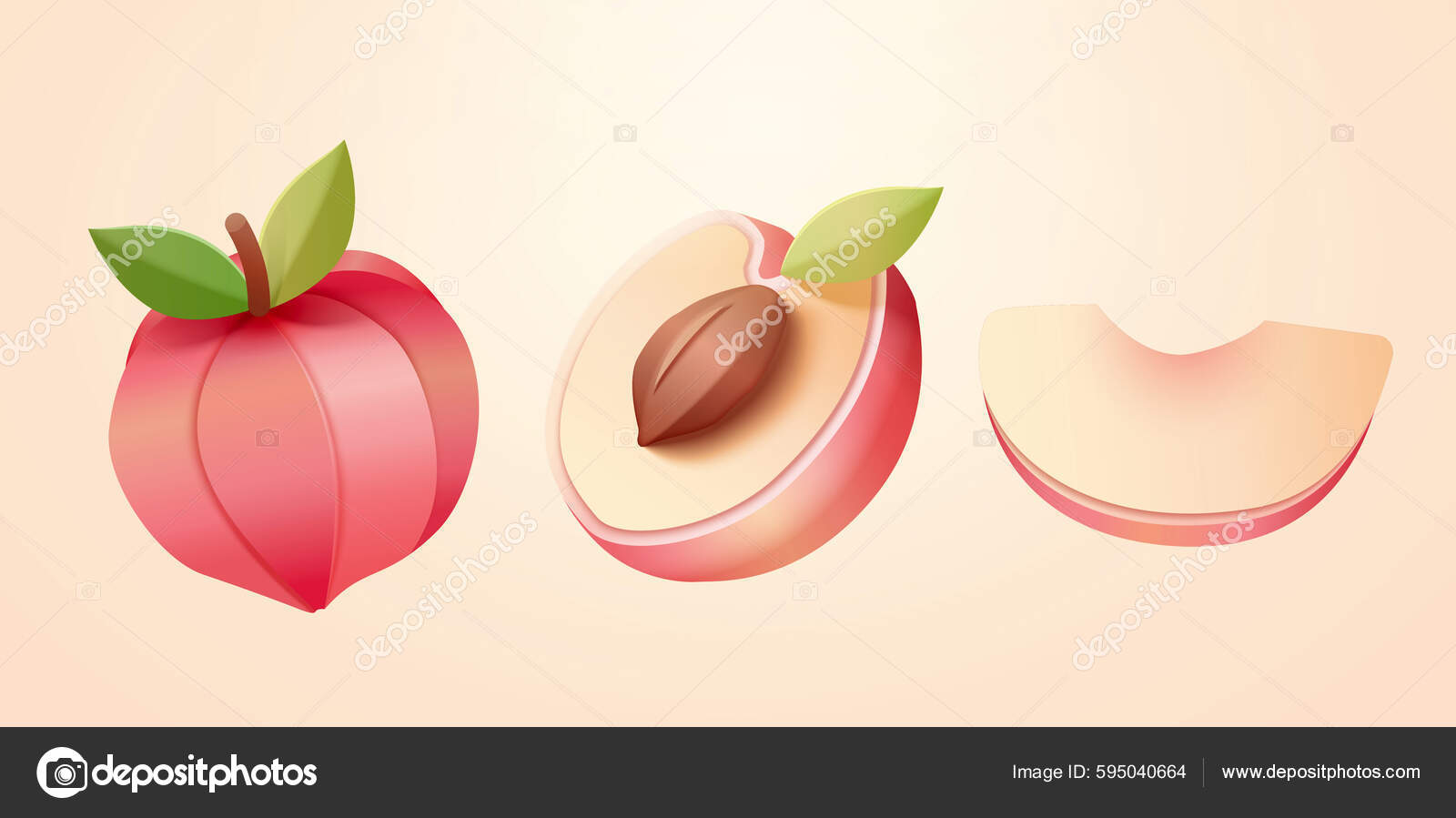 Geometric Papercut Style White Peach Mockup Illustrated White Peach ...