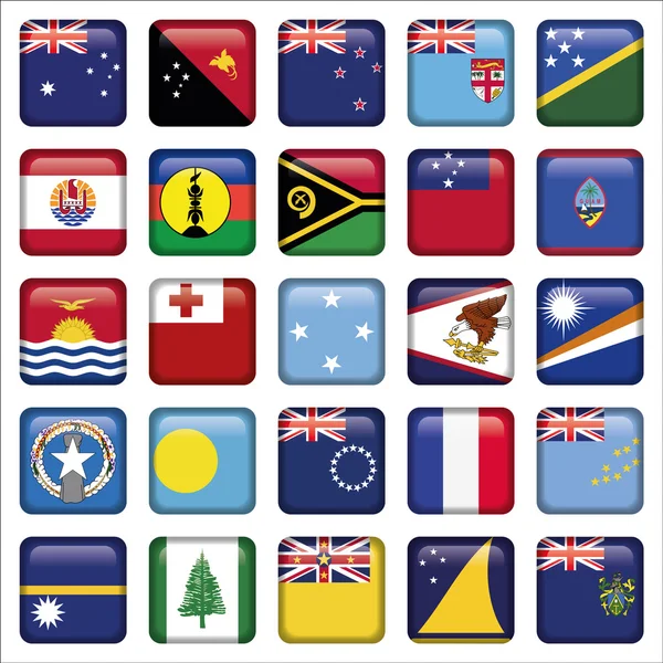 Conjunto de iconos australianos de la bandera cuadrada de Oceanía 2024