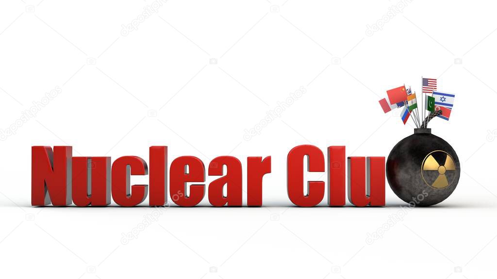 3d rendering of an old bomb with a fuse and a radiation sign. A nuclear ...