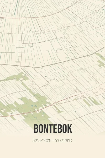 Retro Dutch city map of Bontebok located in Fryslan. Vintage street map ...