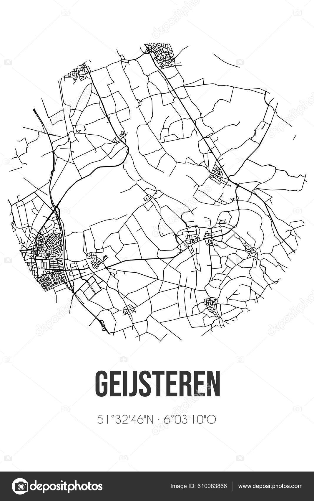 Abstract Street Map Geijsteren Located Limburg Municipality Venray City ...