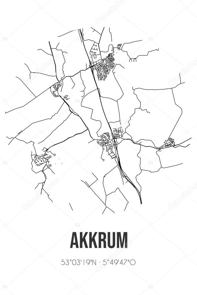 Resumen del plano de Akkrum situado en Fryslan municipio de Heerenveen ...