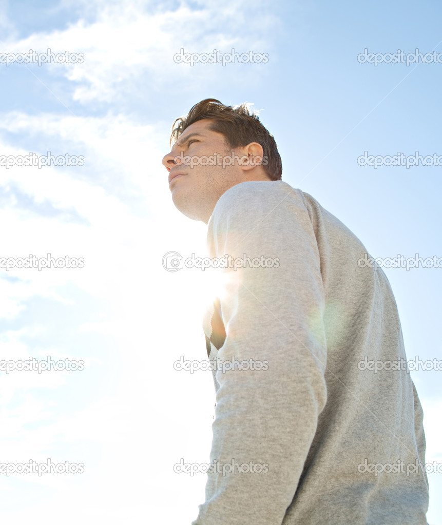 Man Looking Down Low Angle