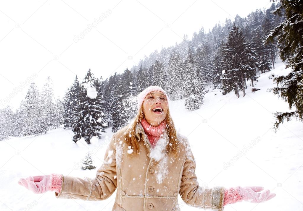 Woman on the snow mountains — Stock Photo © mjth #42539801