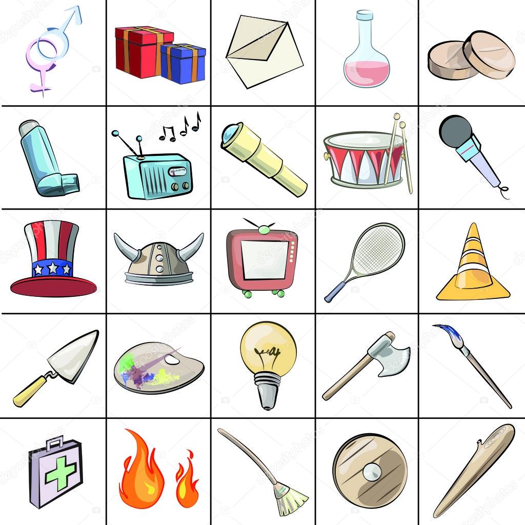 Group of multiple objects isolated on white background. Vector ...