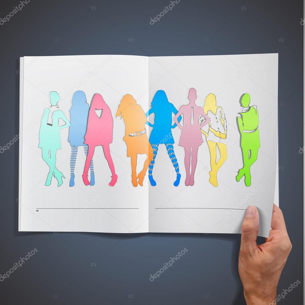 Colorful models inside a book. Vector design. Stock Vector by ...