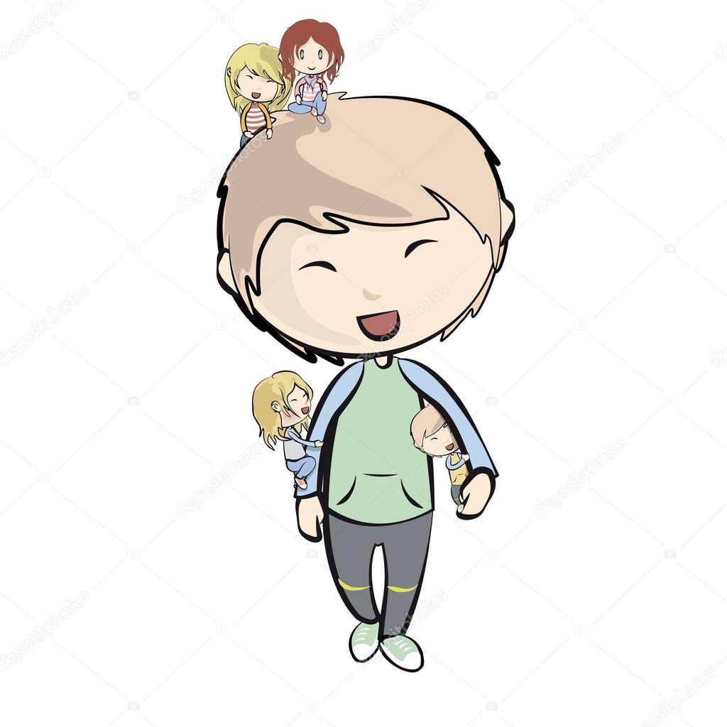 Giant with friends. Vector illustration. Stock Vector Image by ...