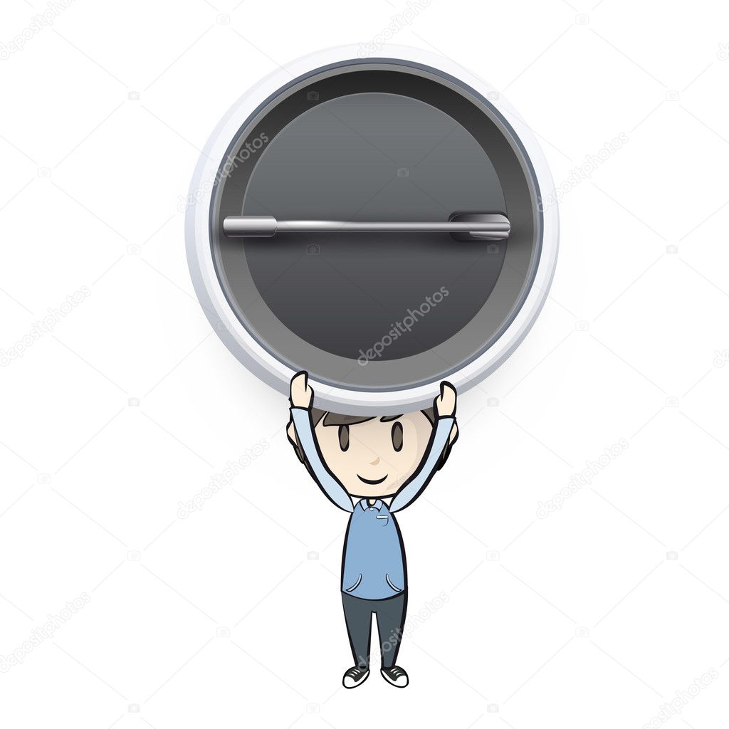 Kid holding pin on white background. Vector design. Stock Vector Image ...