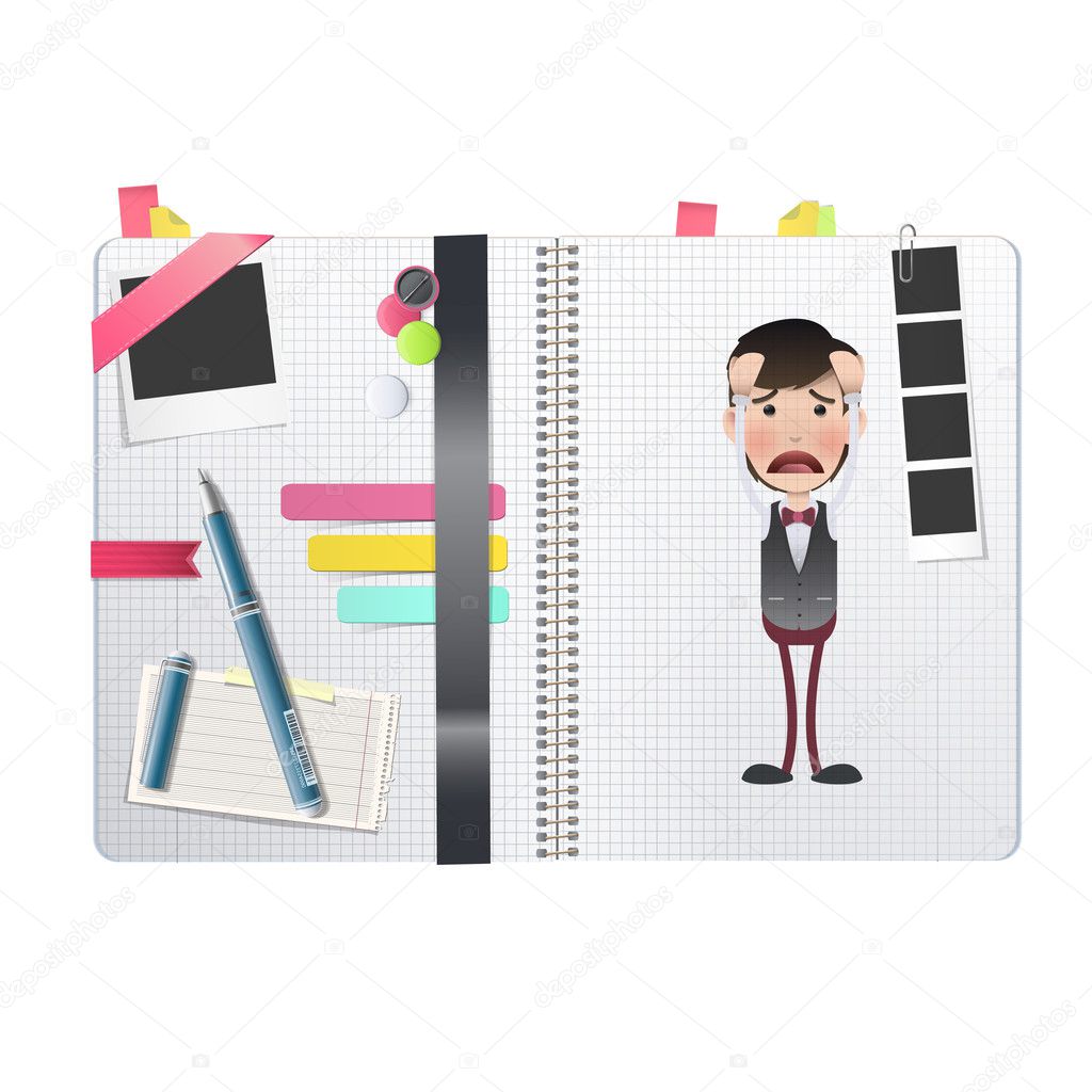 Man printed in notebook. Vector design — Stock Vector © luismolinero ...