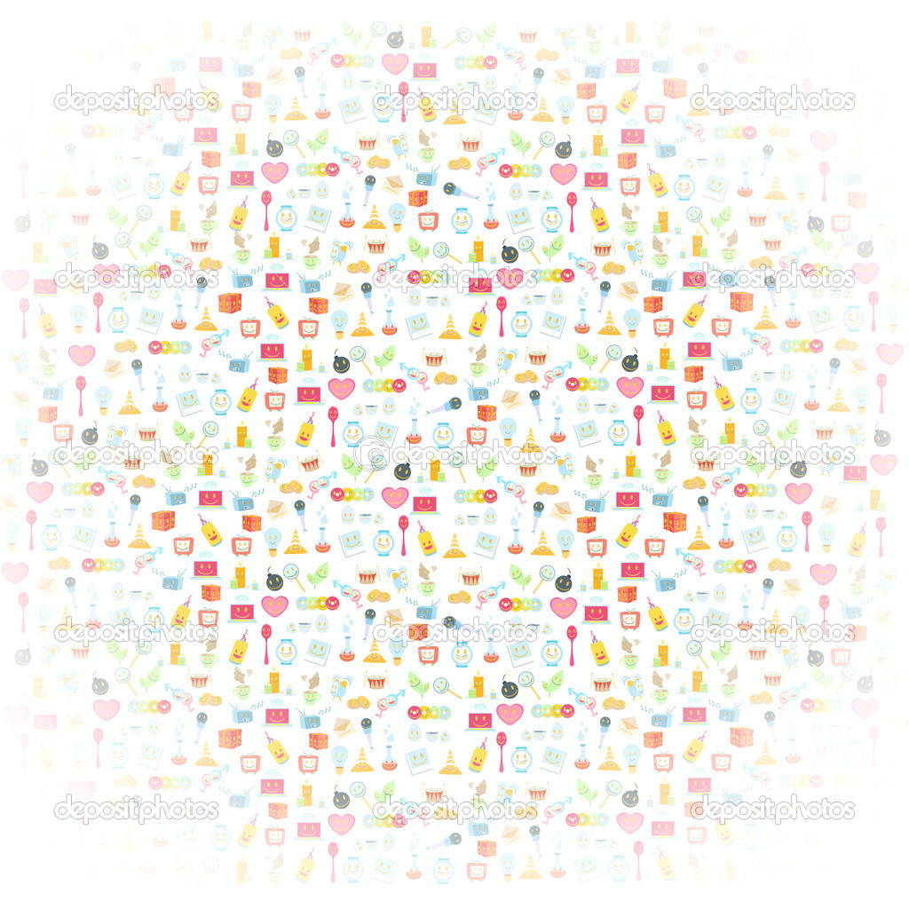 Pattern of cute icons over white background. Vector design Stock Vector ...